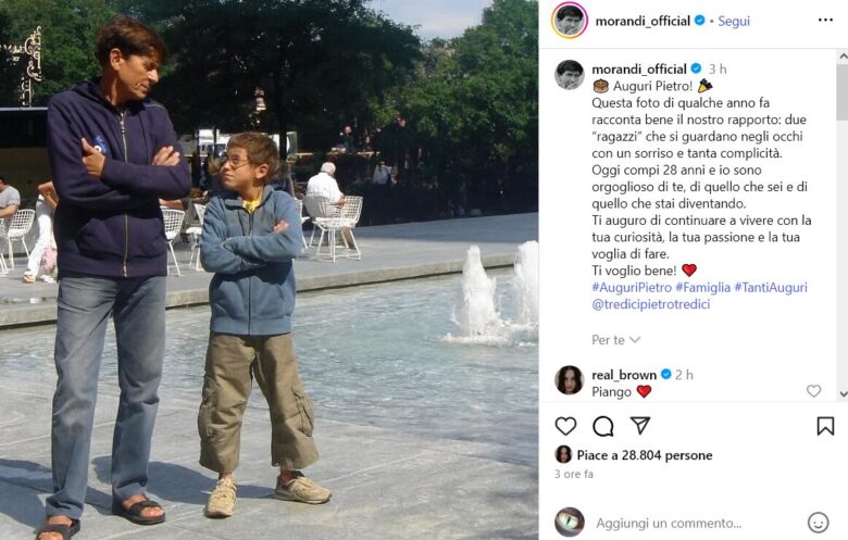 Gianni Morandi e la dedica strappalacrime per il figlio Pietro: “Io e ...